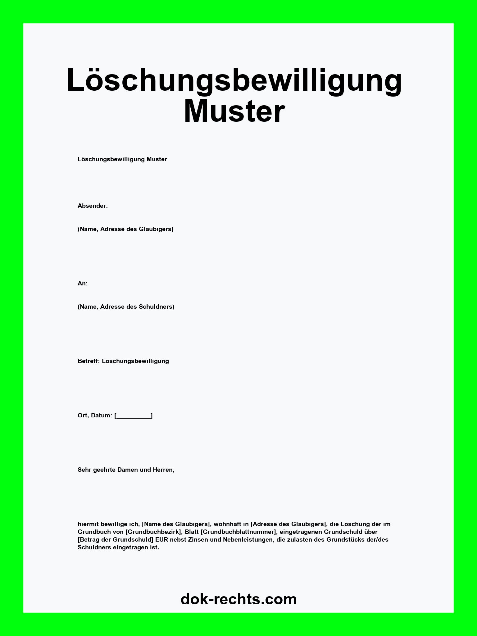 Löschungsbewilligung Muster PDF