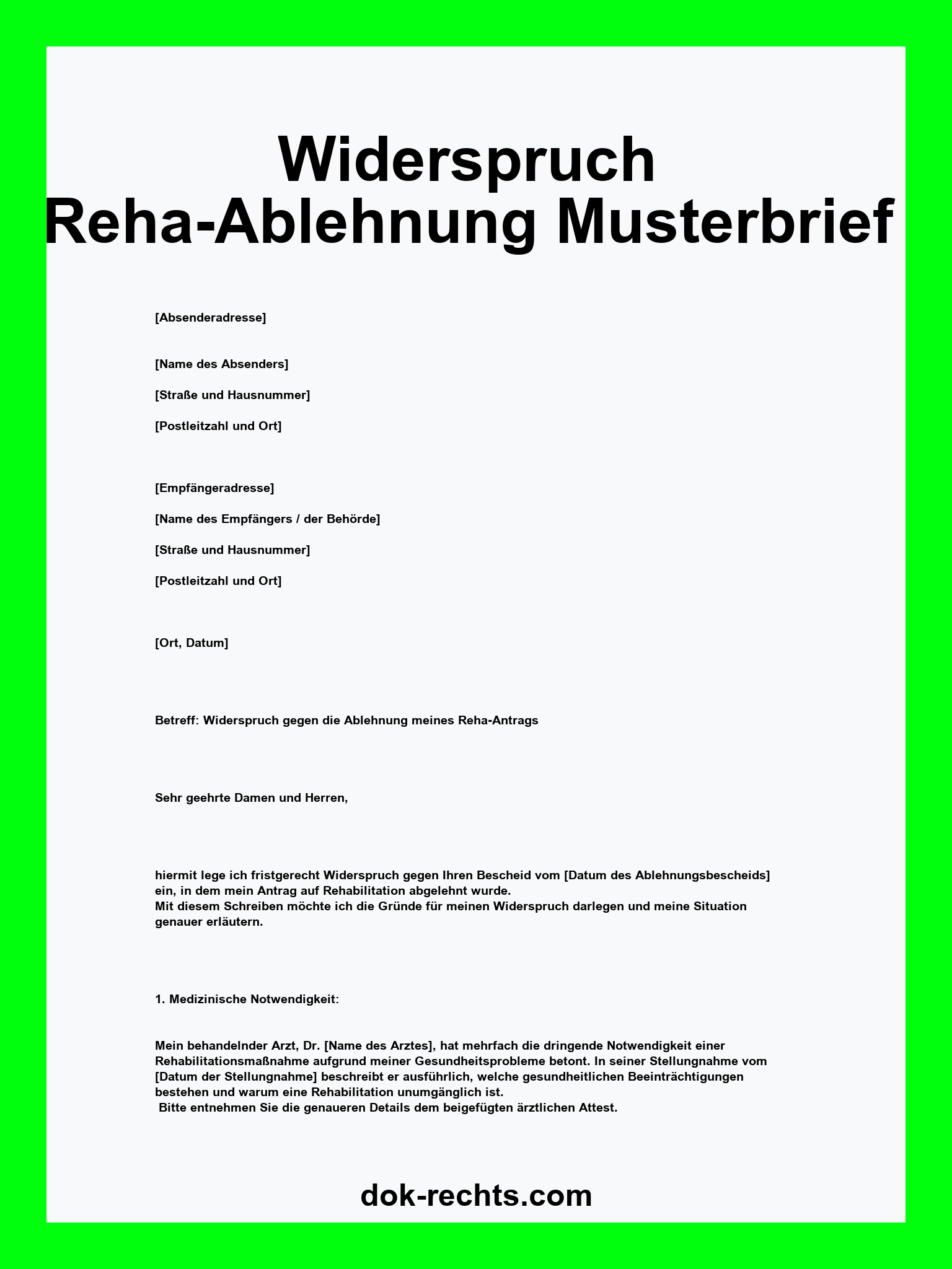 Widerspruch Reha-Ablehnung Musterbrief PDF
